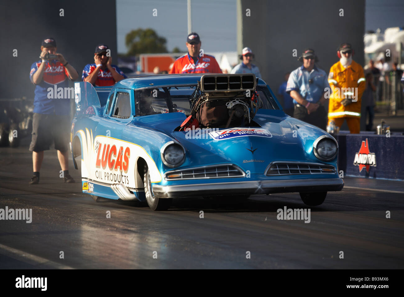 Legendary Australian drag racer Gary Phillips launches his Studebaker ...