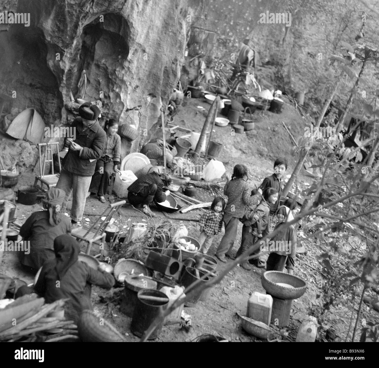 Dongdang residents seeking refuge in the mountains during the Sino ...