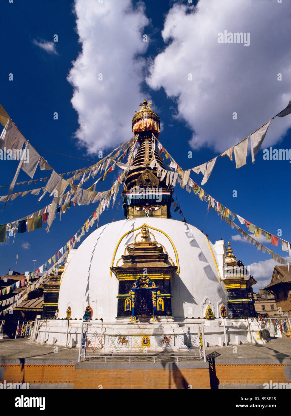 Small stupa and prayer flags Kathmandu Nepal Stock Photo - Alamy