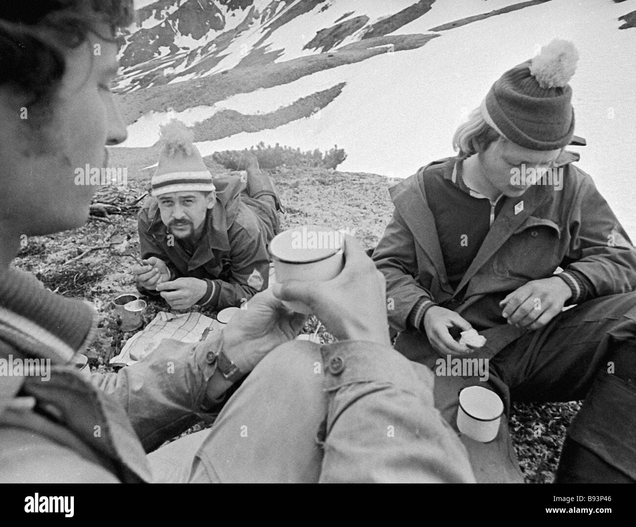 Geologists having dinner Stock Photo - Alamy