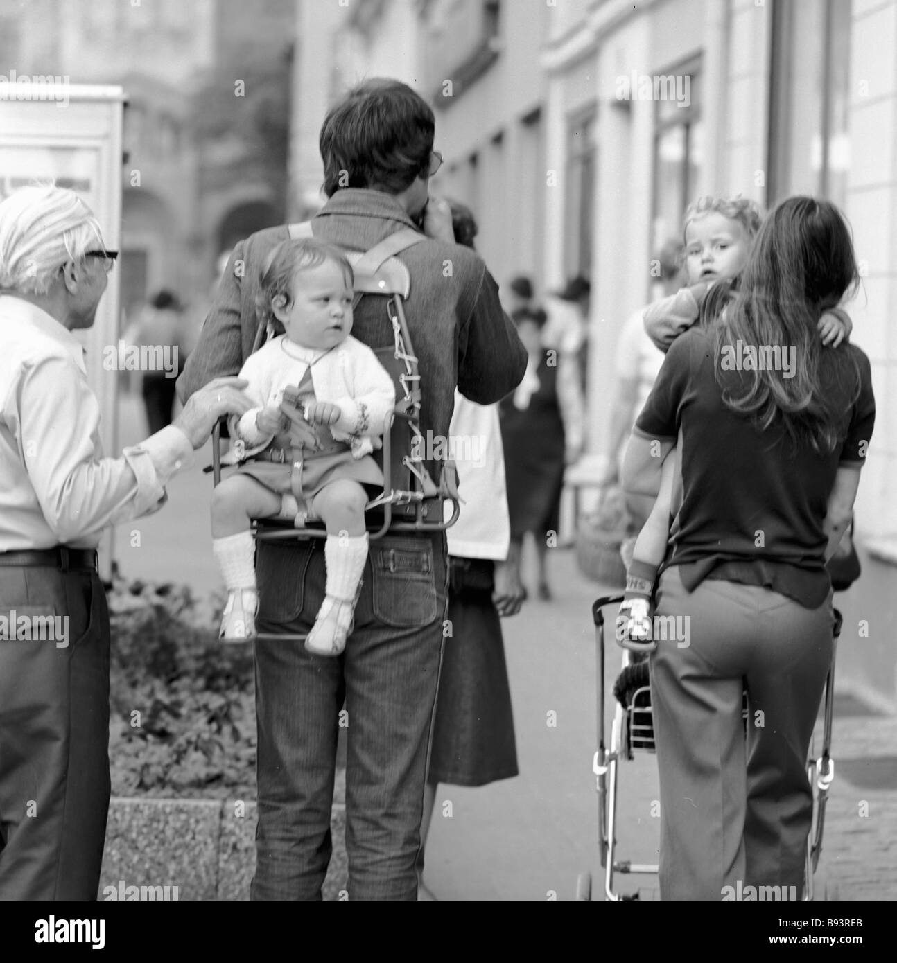 Leipzig residents with children in one of the city streets Stock Photo ...