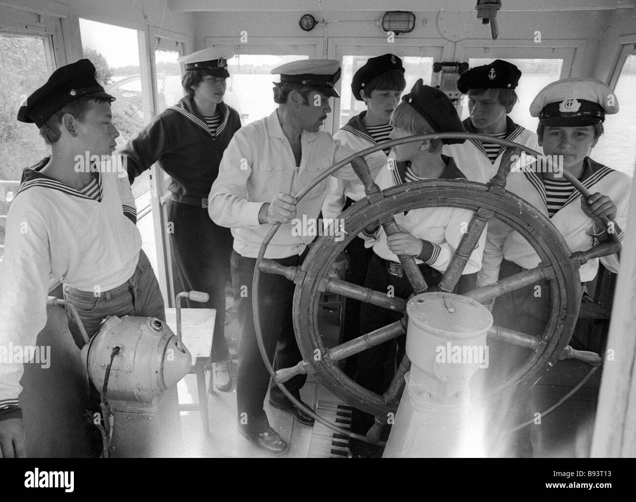 Young Sailors Club children have navigation practice on board the Vasil ...