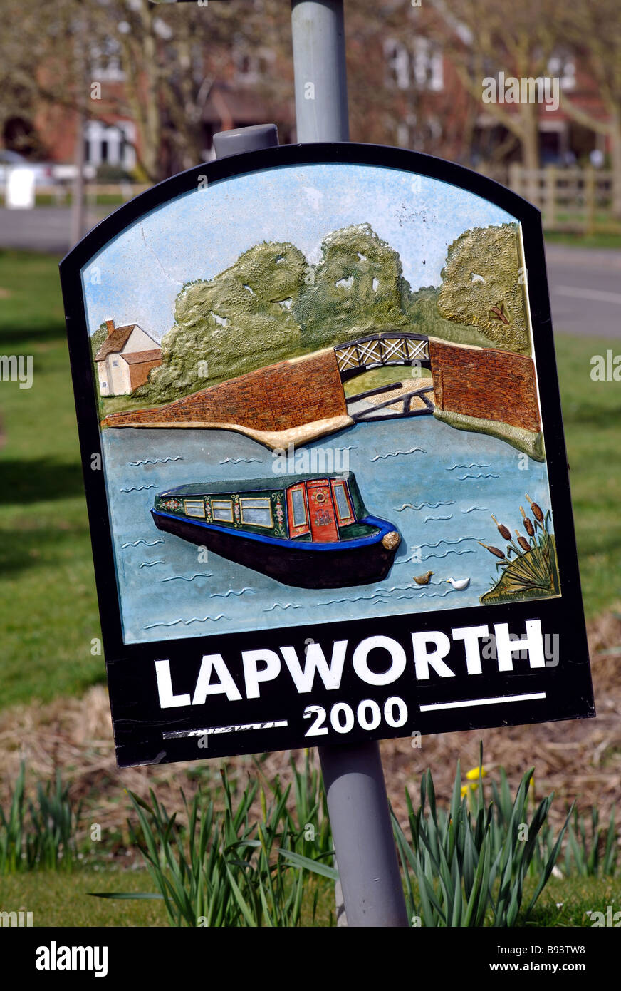 Lapworth village sign, Warwickshire, England, UK Stock Photo - Alamy