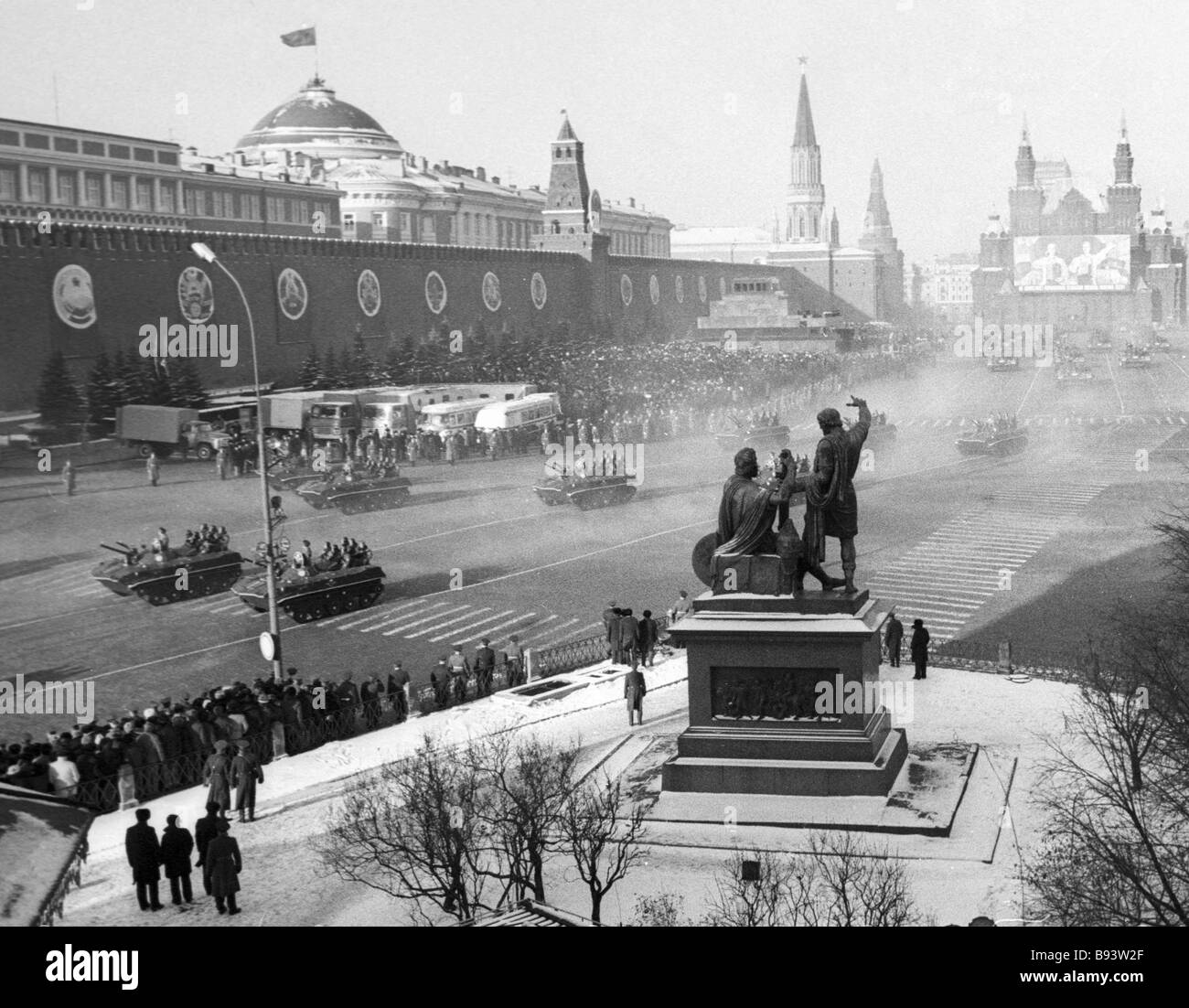 Armored machines in a military parade on Red Square Stock Photo - Alamy