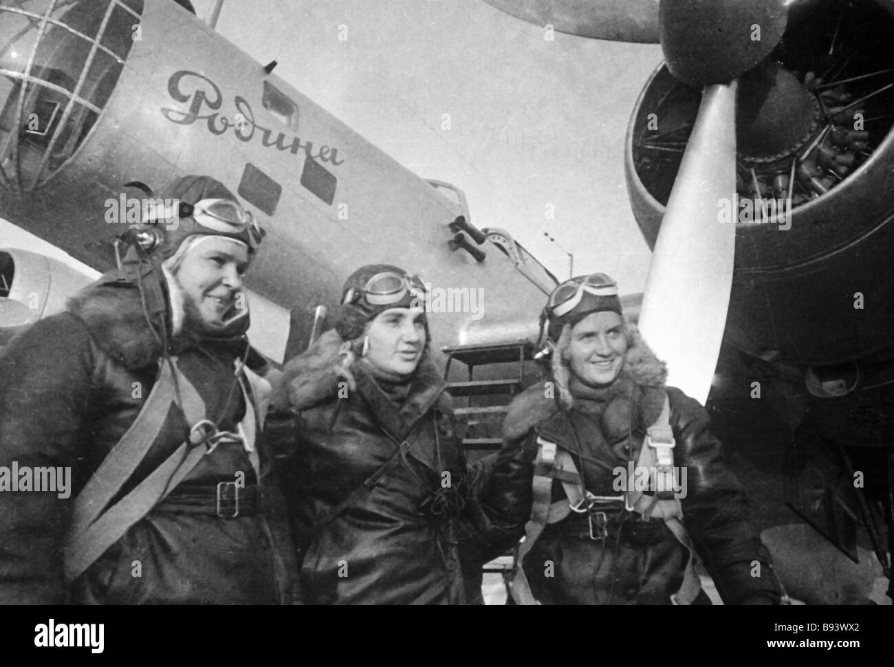 Pilots Polina Osipenko left Valentina Grizodubova center and Marina ...