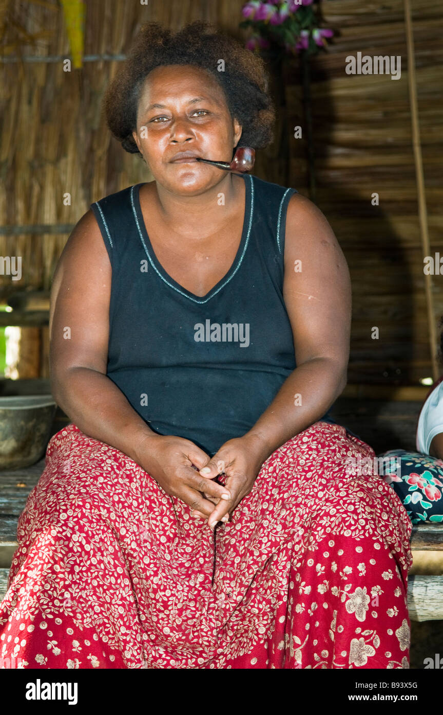 Smoking Local Woman Solomon Islands Stock Photo - Alamy