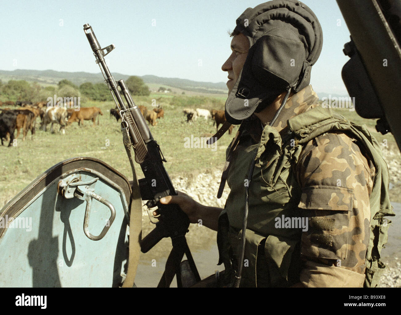 Interior Troops task group soldier on surveillance during the North ...