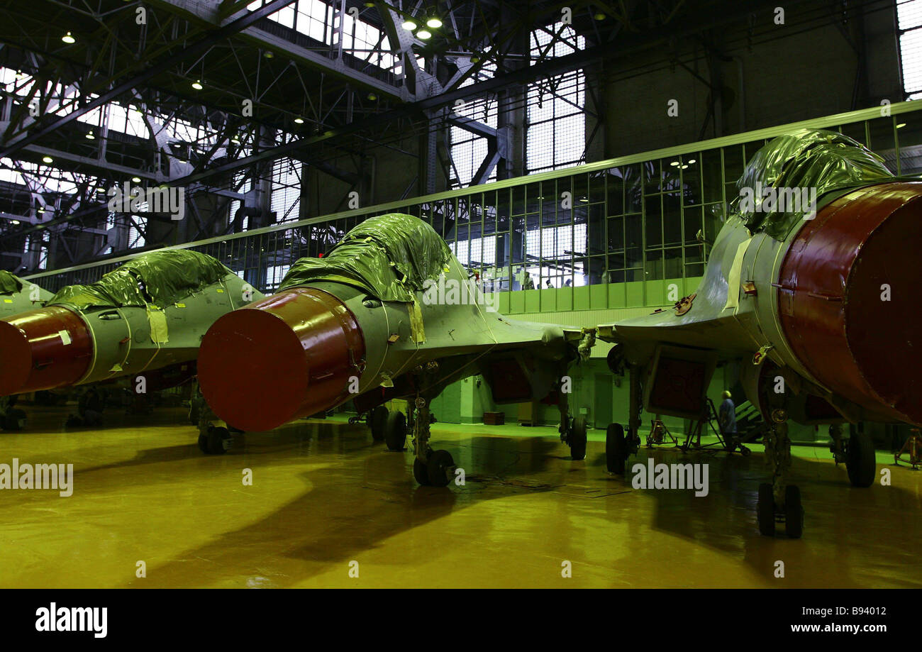 Final assembly shop Irkutsk aircraft building works Stock Photo - Alamy