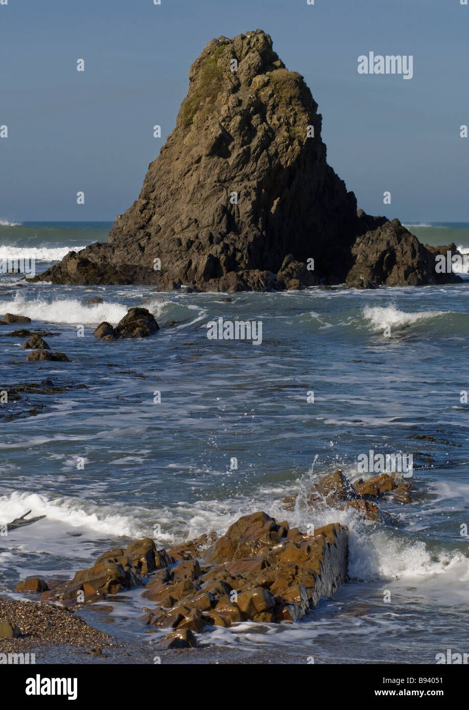 Rocks on the beach in Cornwall Stock Photo - Alamy