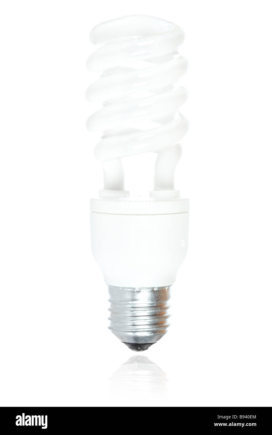 Energy saving bulb isolated on white background Stock Photo - Alamy