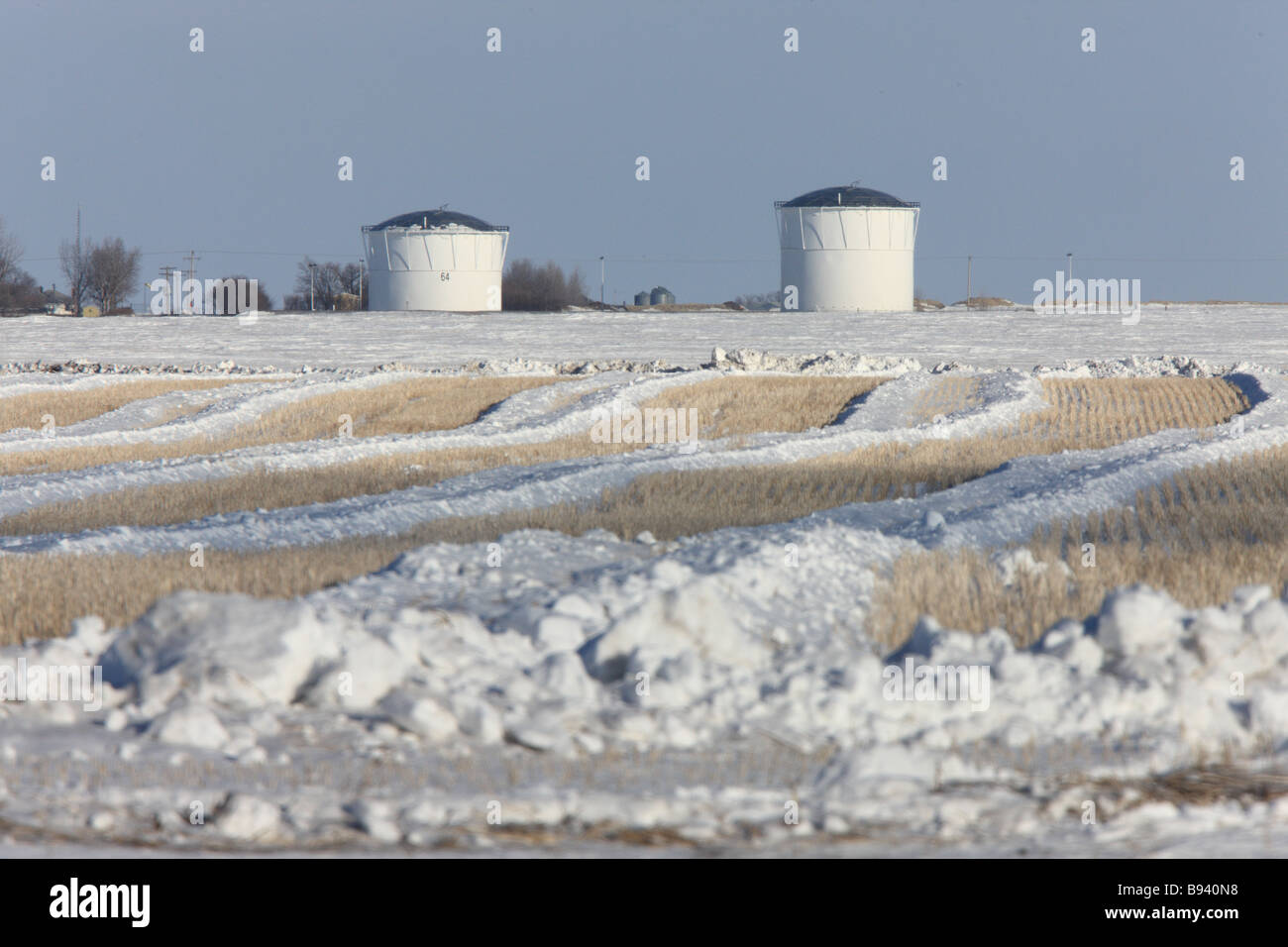Fuel storage facilities in Winter Stock Photo - Alamy