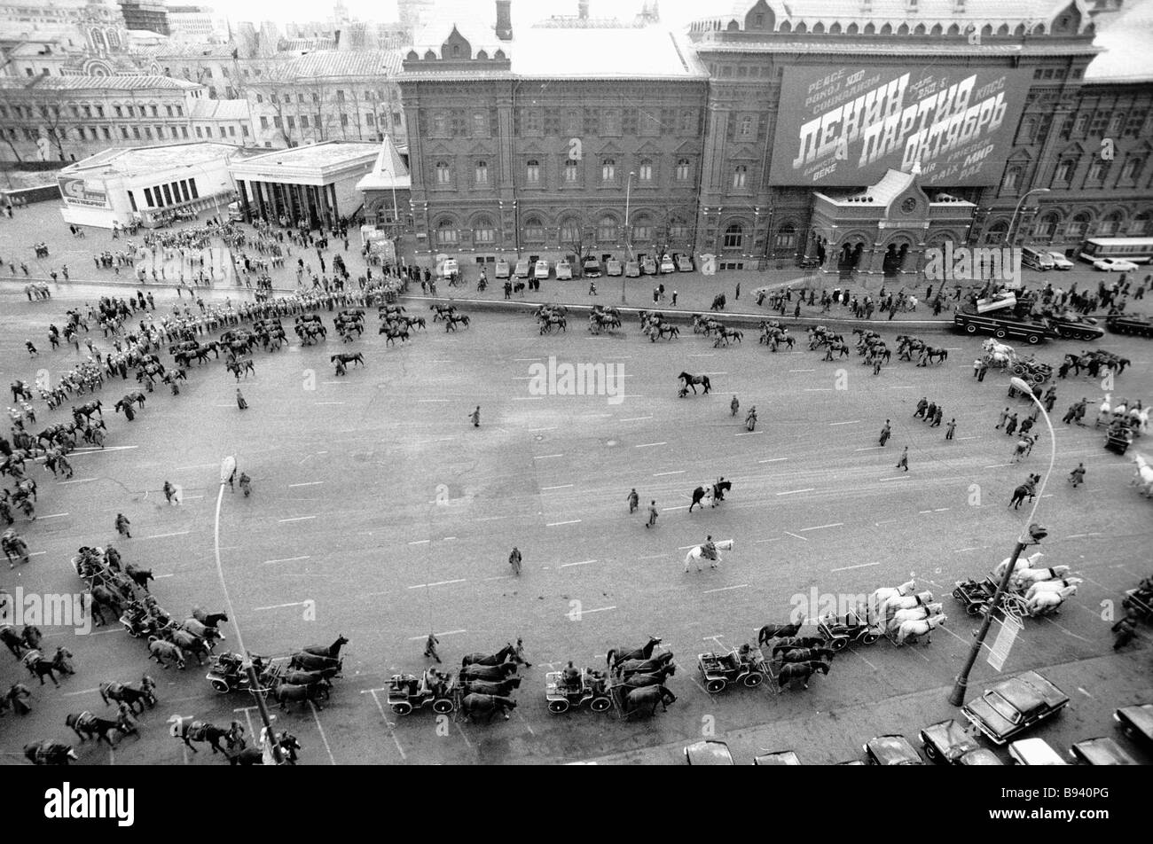 Cavalry getting ready for a military parade in Red Square Celebrations ...