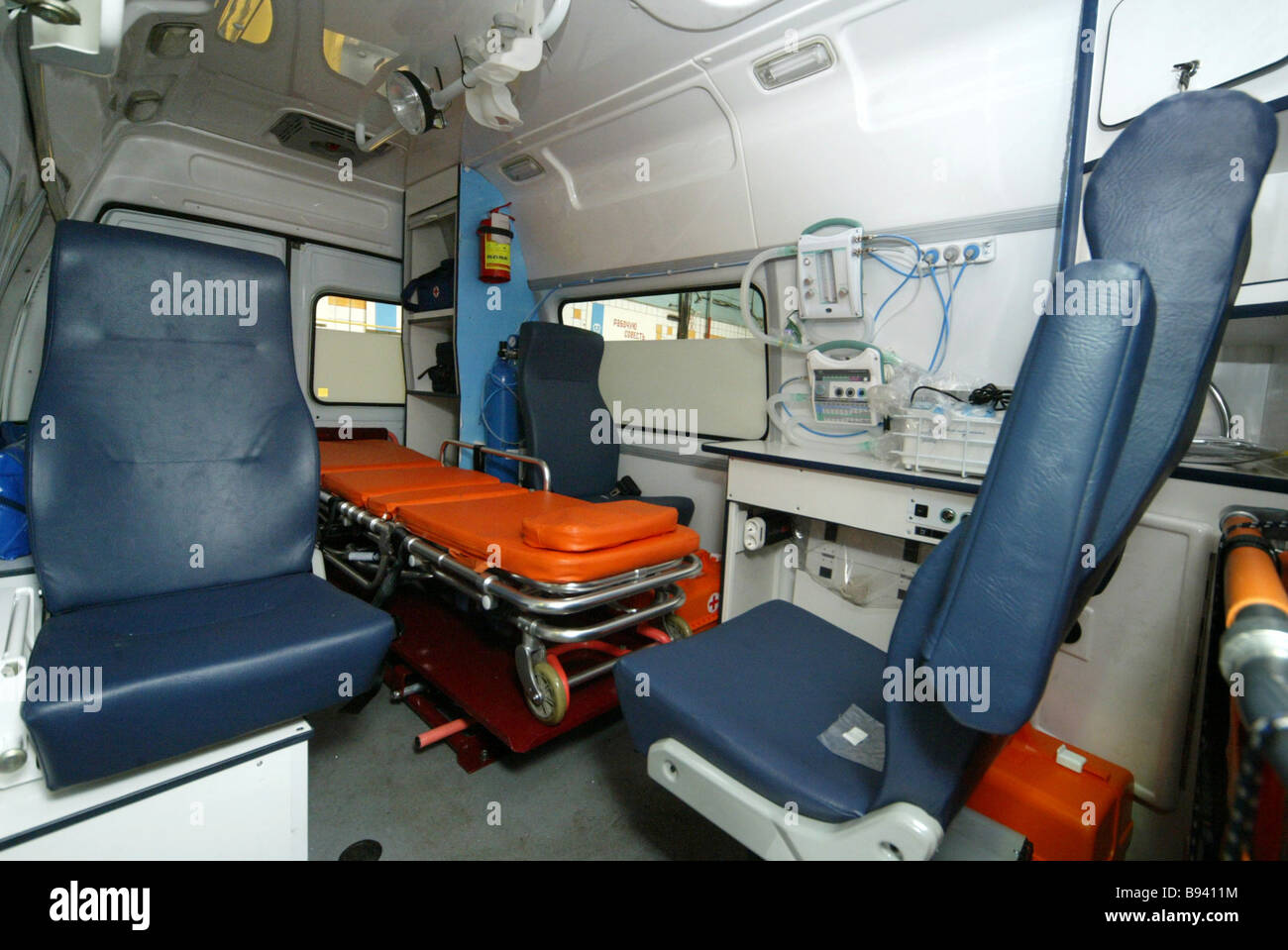 A passenger compartment in an ambulance van produced at the Gorkovsky ...