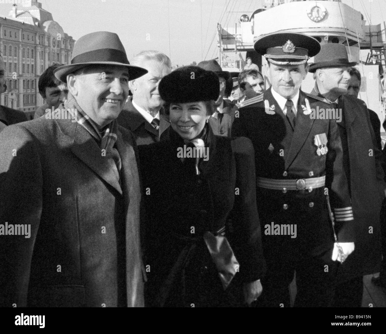 Soviet Communist Party Secretary General Mikhail Gorbachev second from ...