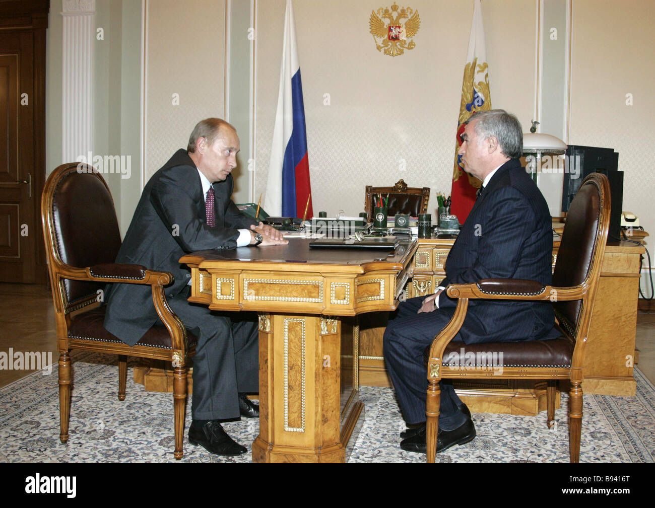From left to right President Vladimir Putin and Transneft oil company ...