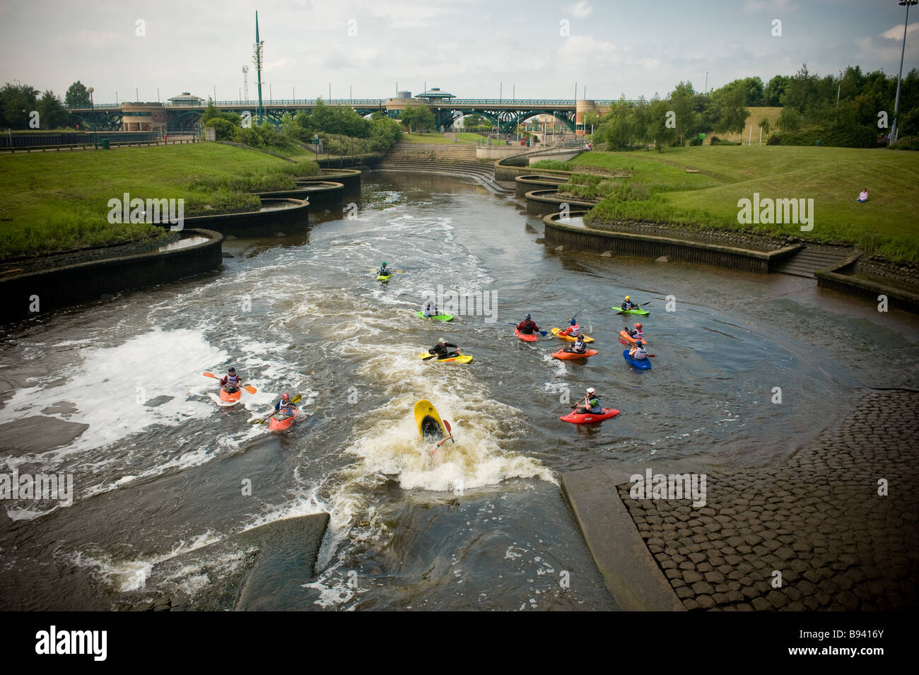 Kayakers on the water at Tees Barrage International White Water Centre ...