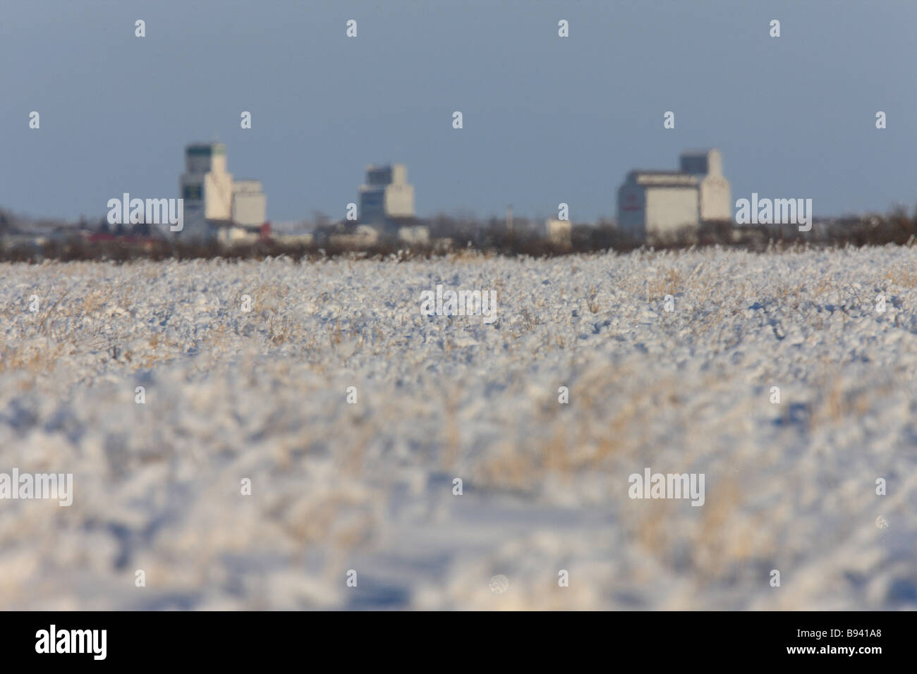 Frost and Grain Elevator in Winter Canada Stock Photo - Alamy