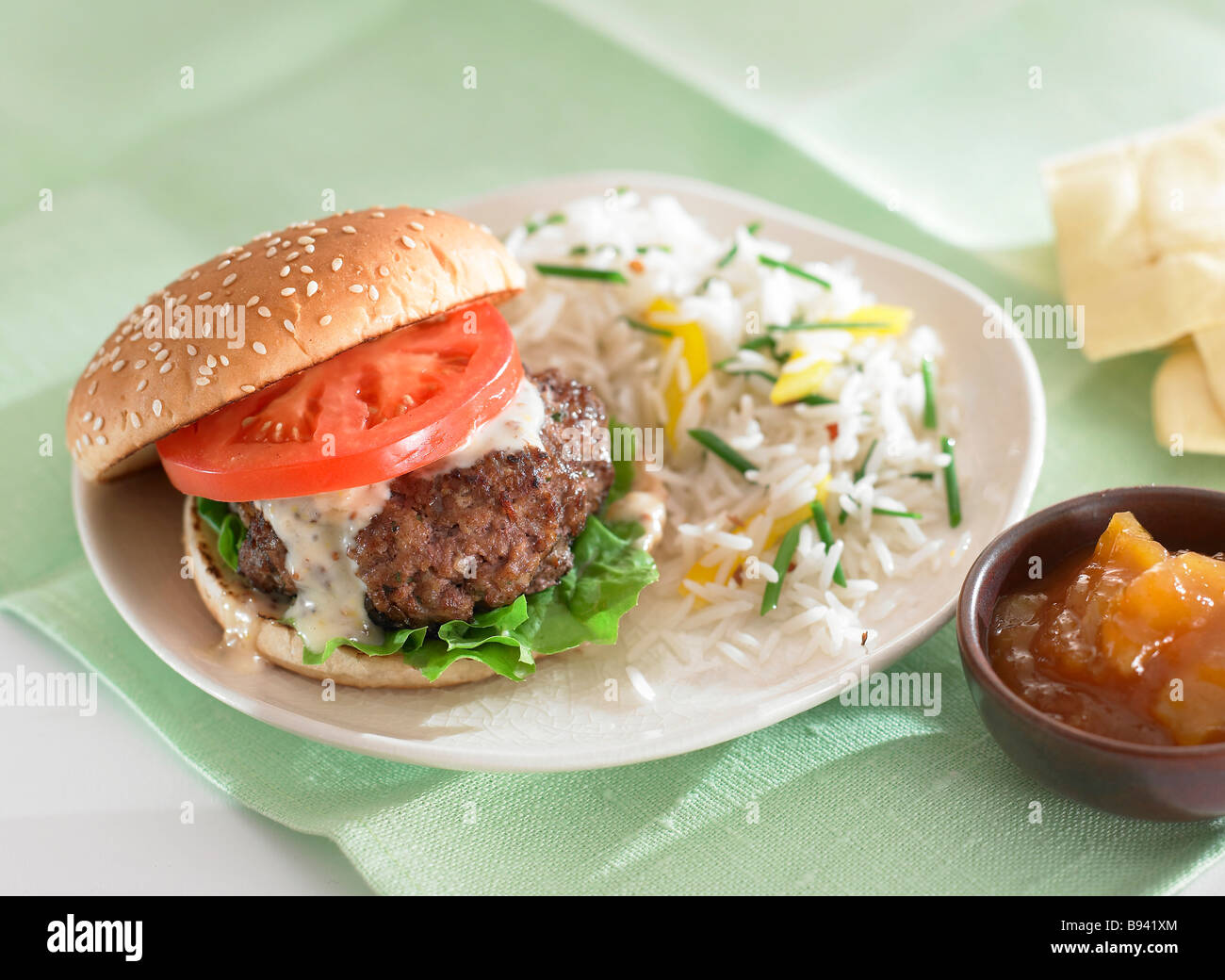 premium beef burger meal Stock Photo - Alamy