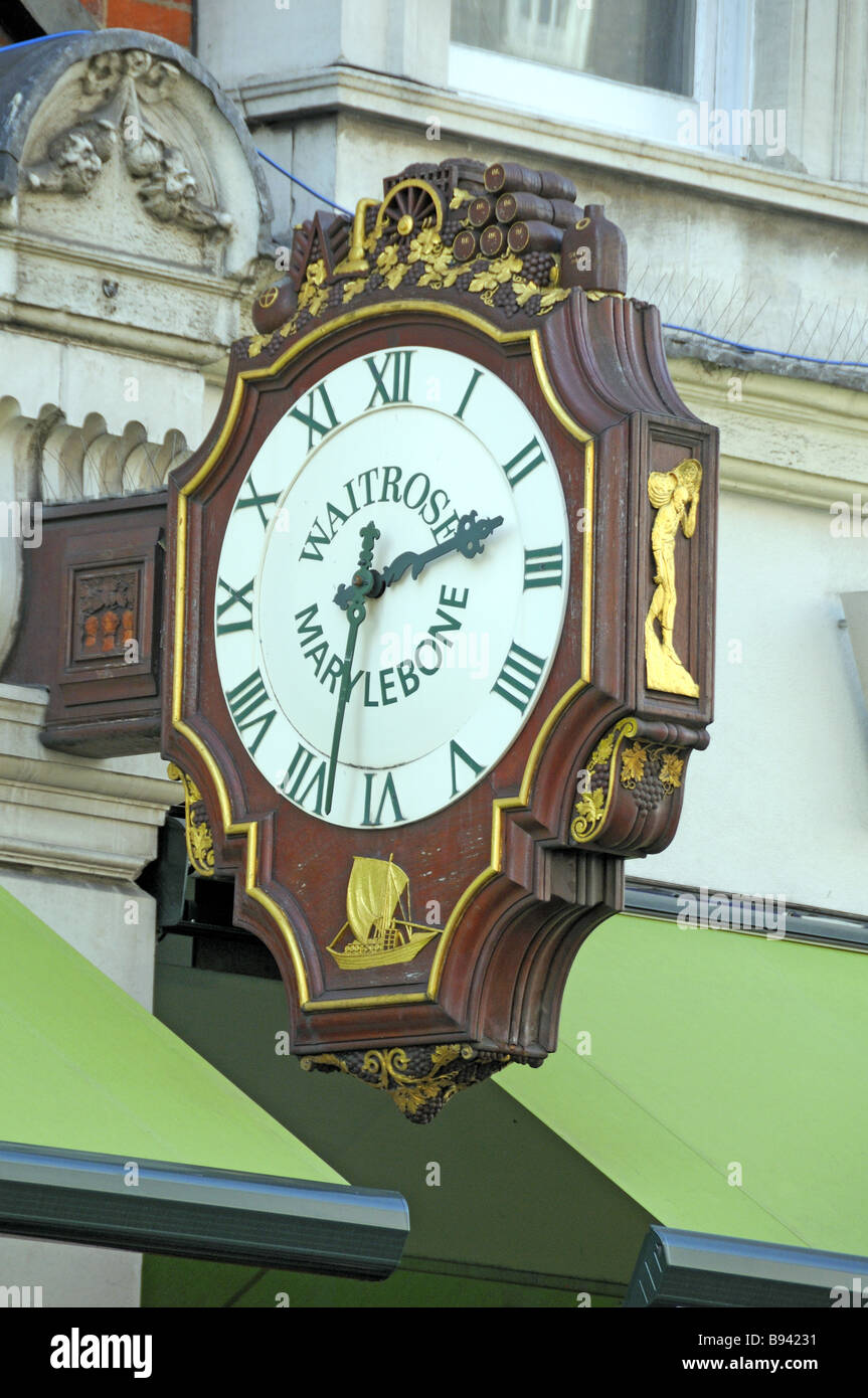 Waitrose supermarket Clock Marylebone High Street London England UK ...