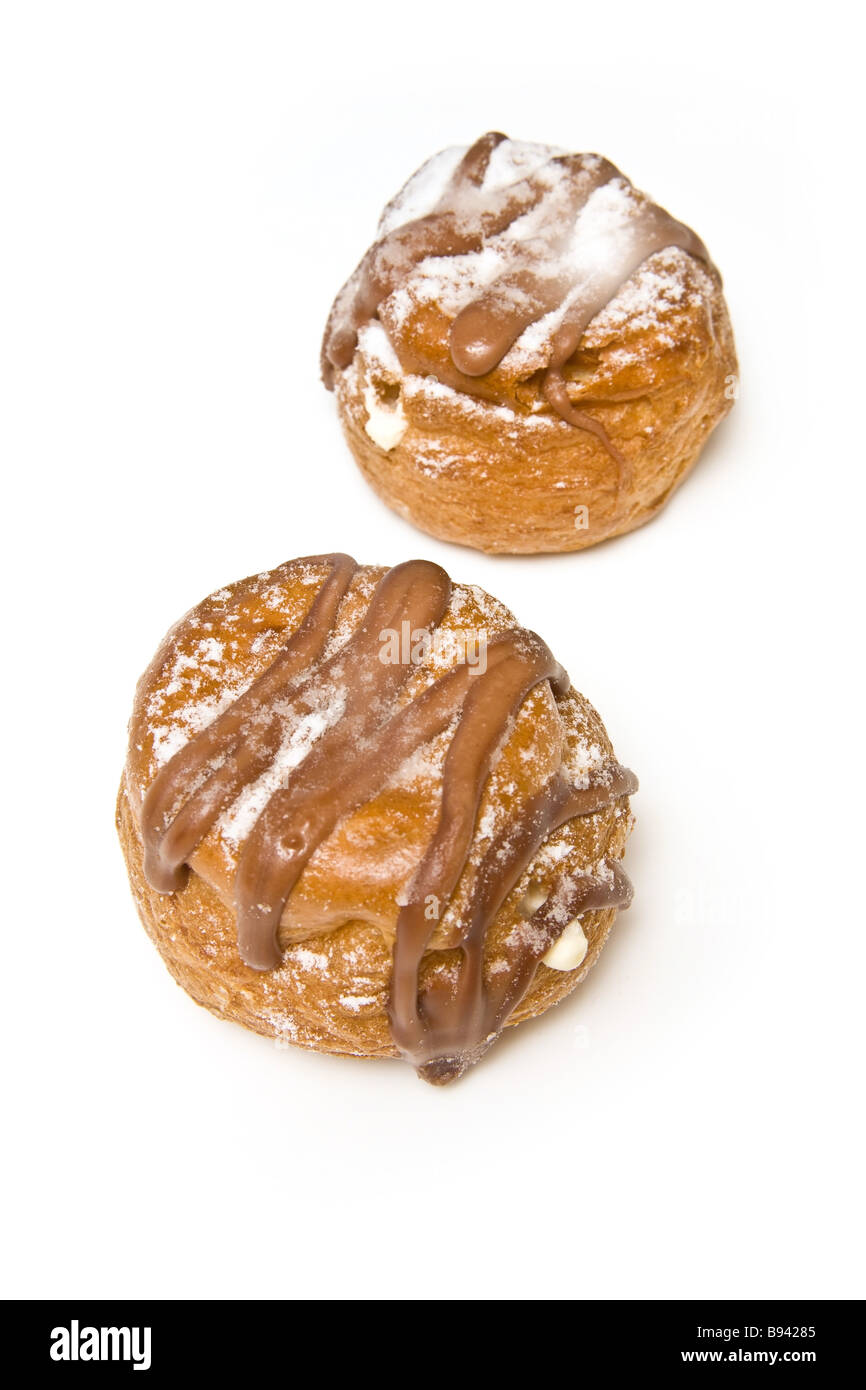 Cream buns isolated on a white studio background Stock Photo - Alamy