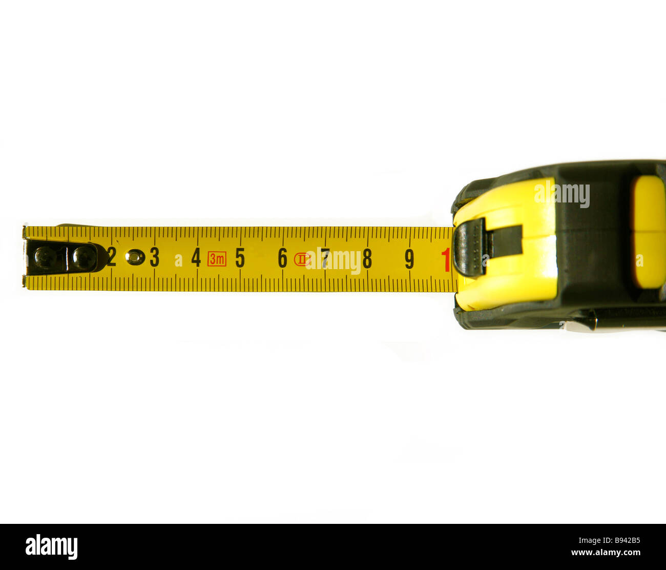 Opened yellow tape measure on white isolated background Stock Photo - Alamy