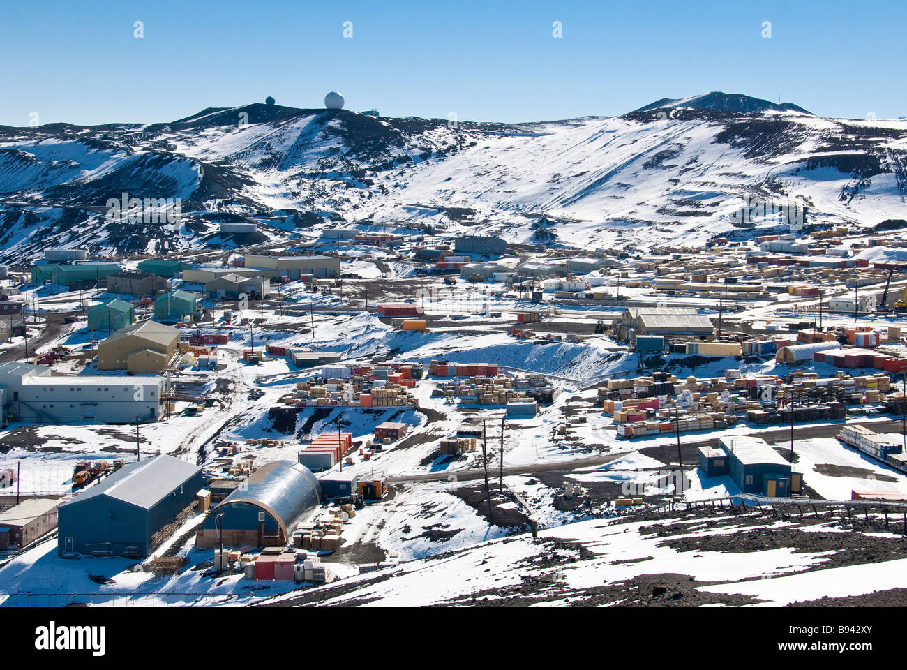 Looking down on McMurdo Station from Observation Hill, Ross Island ...