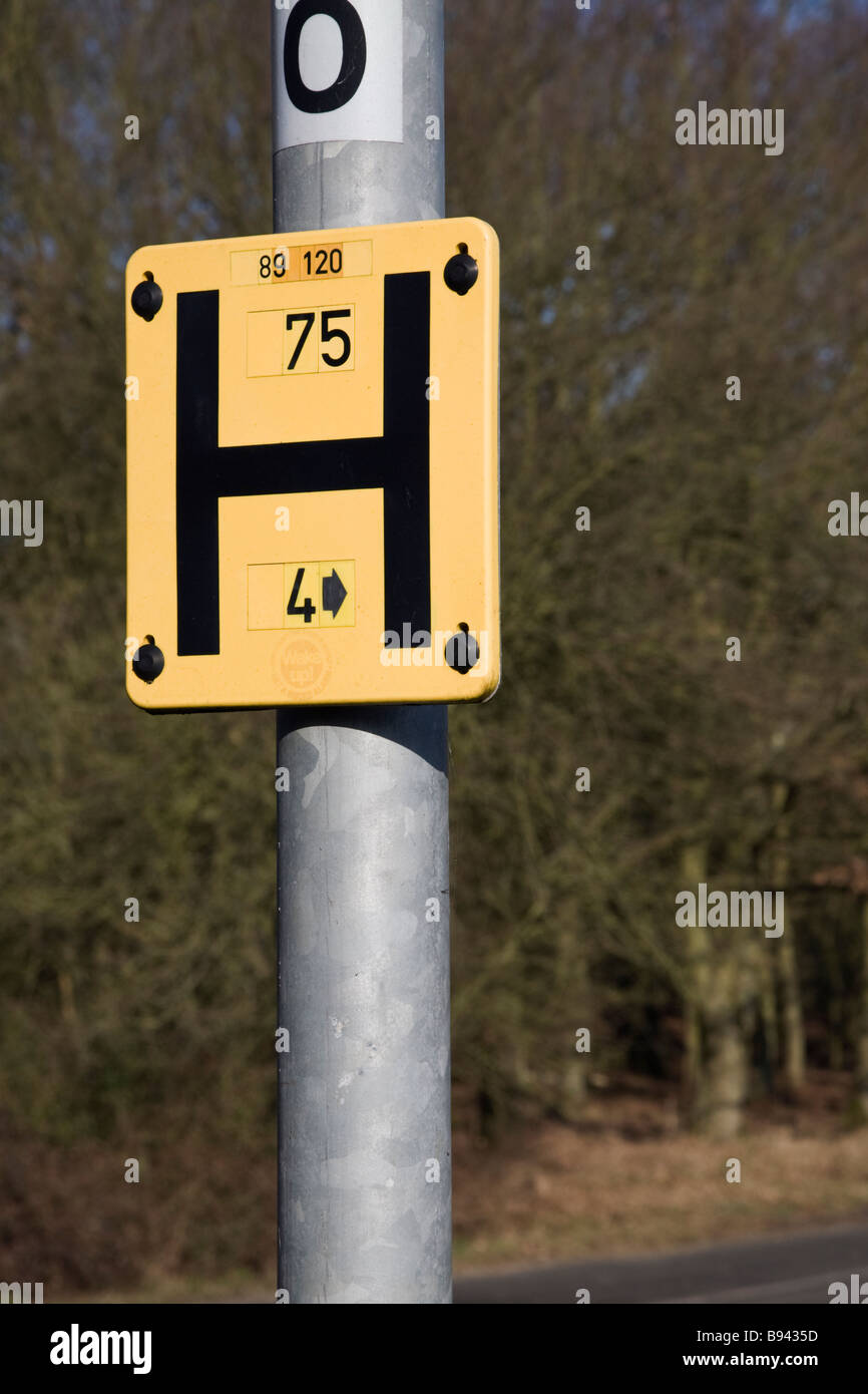 New water hydrant location sign on a galvanized metal post Upshire ...