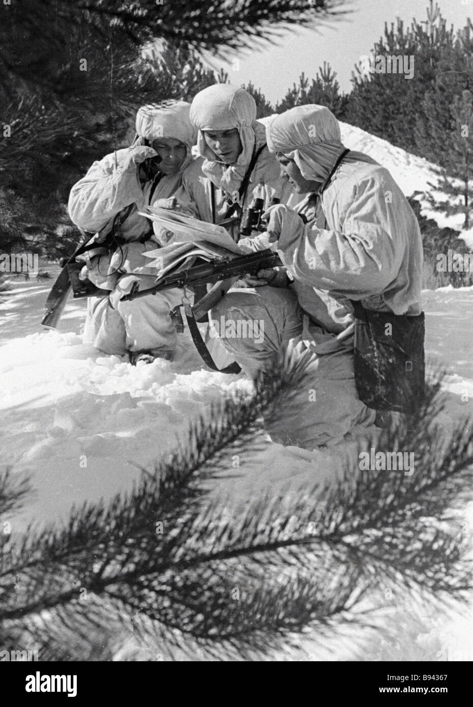 Soviet Army soldiers specify the route during military exercise Stock ...