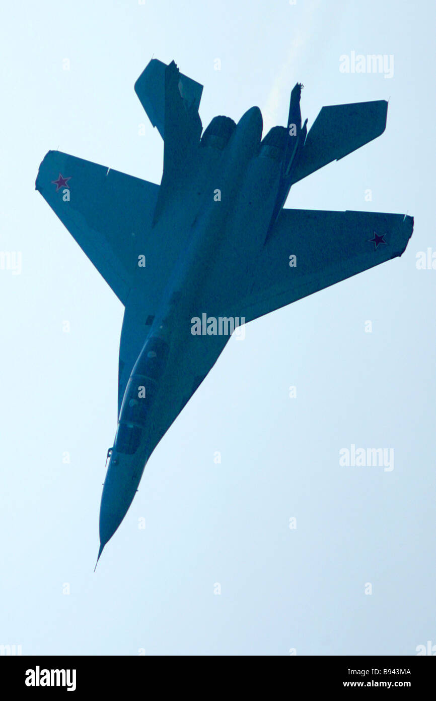 A MiG 35 Fulcrum fighter during demonstration flights at the opening ...