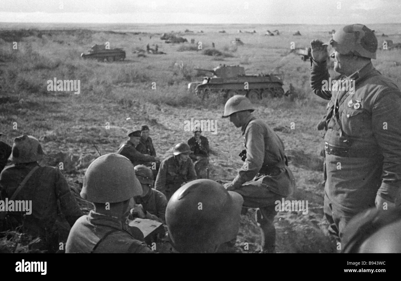 Tankmen readying for attack in the Khalkhin Gol River area Stock Photo ...