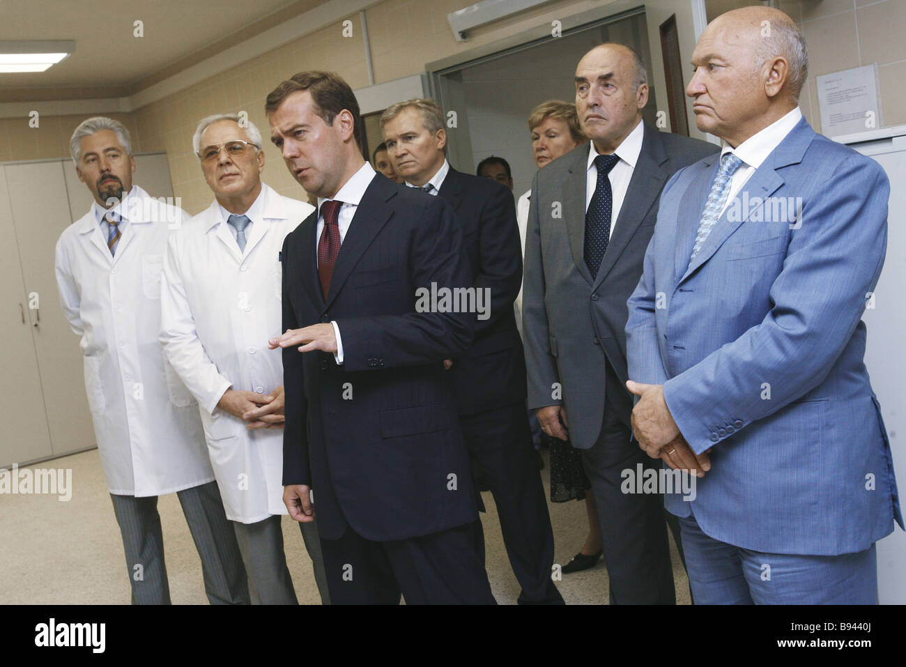 First Deputy Prime Minister Dmitry Medvedev center visiting the Botkin ...
