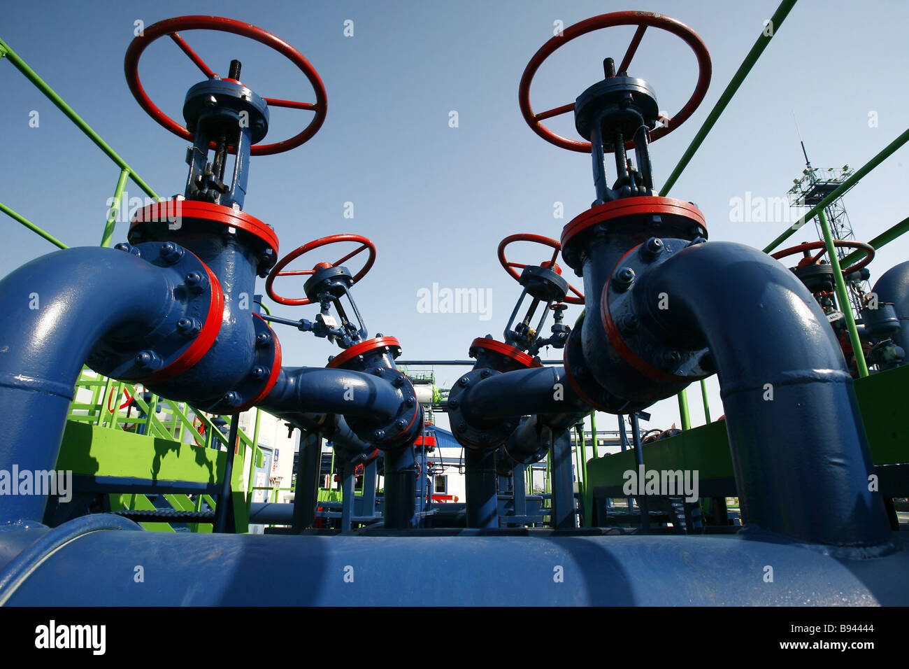 A booster gas pipeline pumping station at the Priobskoye oil and gas ...
