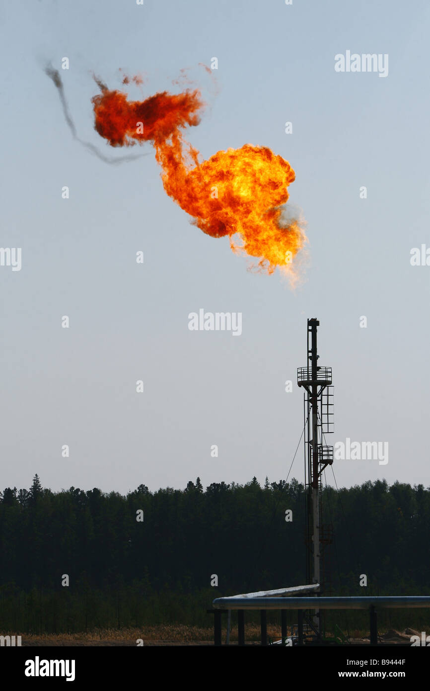 A booster gas pipeline pumping station at the Priobskoye oil and gas ...