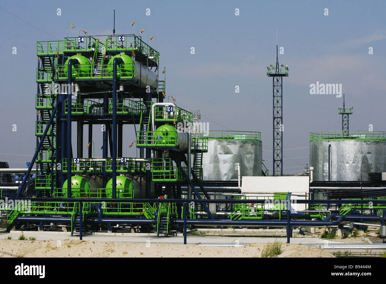 A booster gas pipeline pumping station at the Priobskoye oil and gas ...