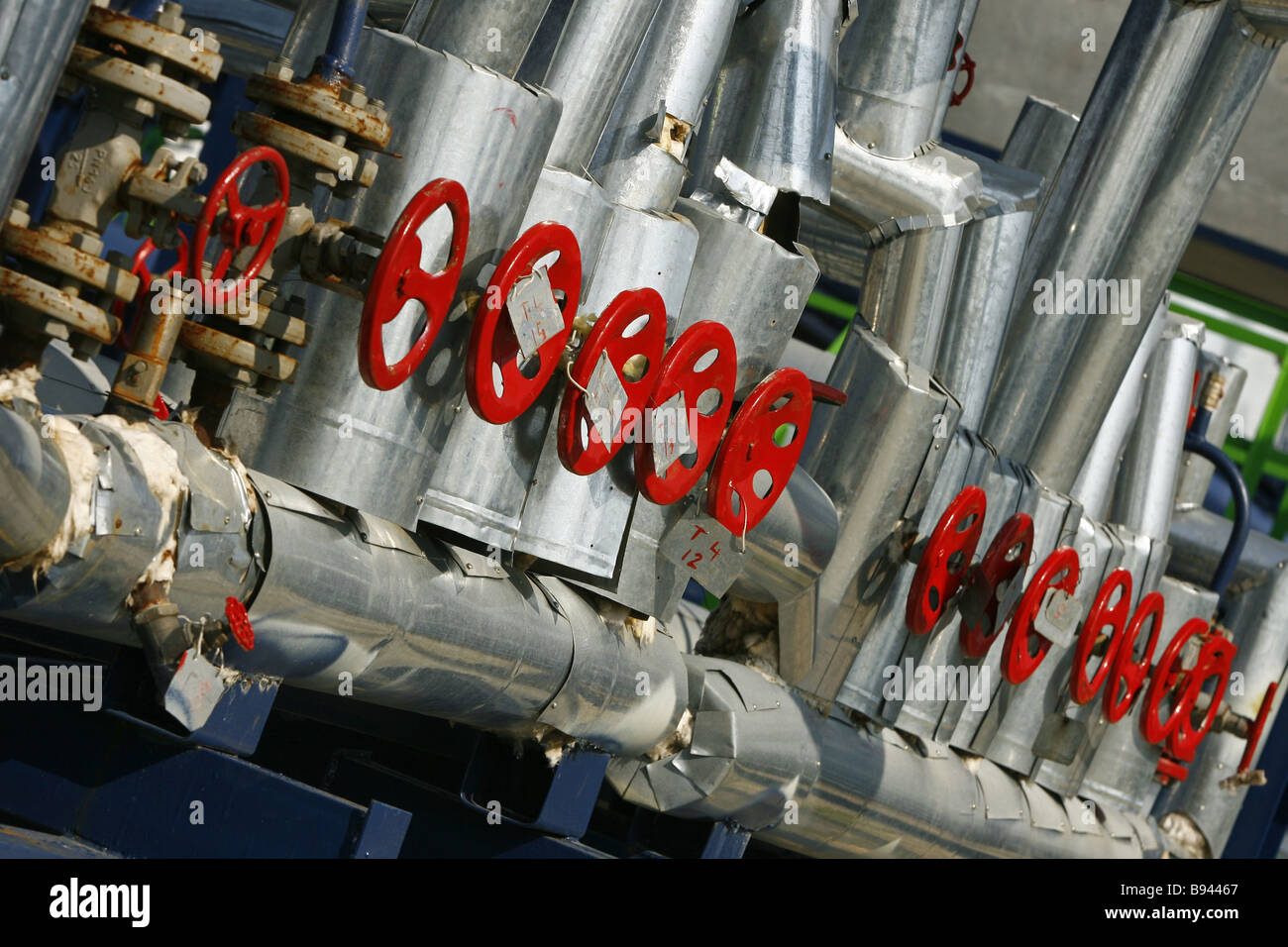 A booster gas pipeline pumping station at the Priobskoye oil and gas ...