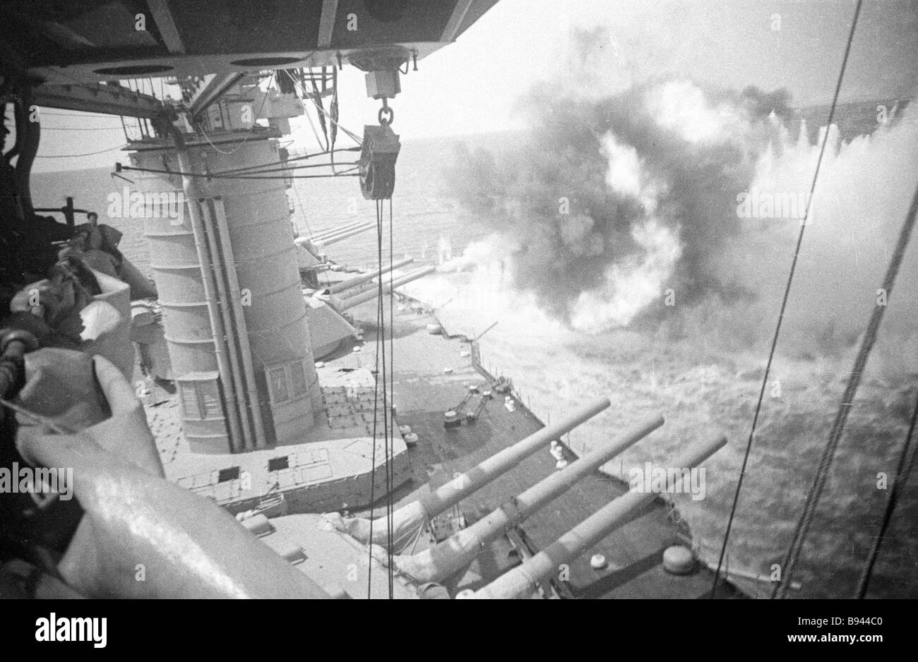 The Sevastopol guards battleship firing at during WWII Stock Photo - Alamy