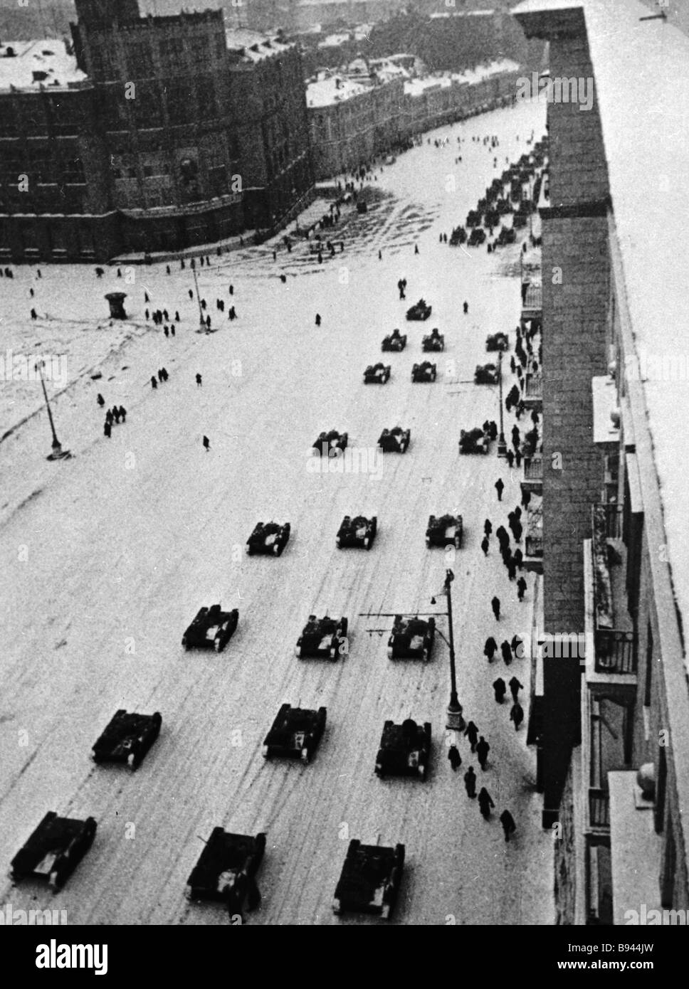 Tanks heading directly for the front from Red Square parade Stock Photo ...