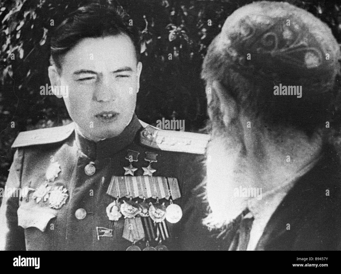 Twice Hero of the Soviet Union Pilot Musa Gareev left during the 1941 ...