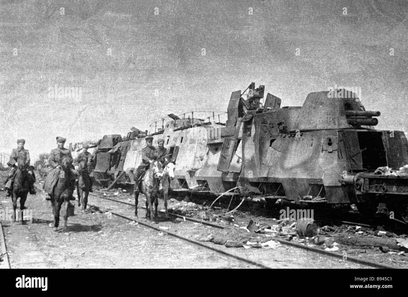 A German armored train captured by Cossacks of General Pliyev s cavalry ...