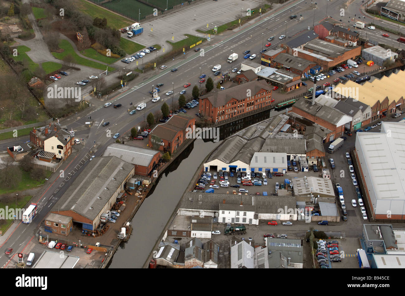 Aerial view of Cuckoo Wharf on the Birmingham and Fazeley Canal ...