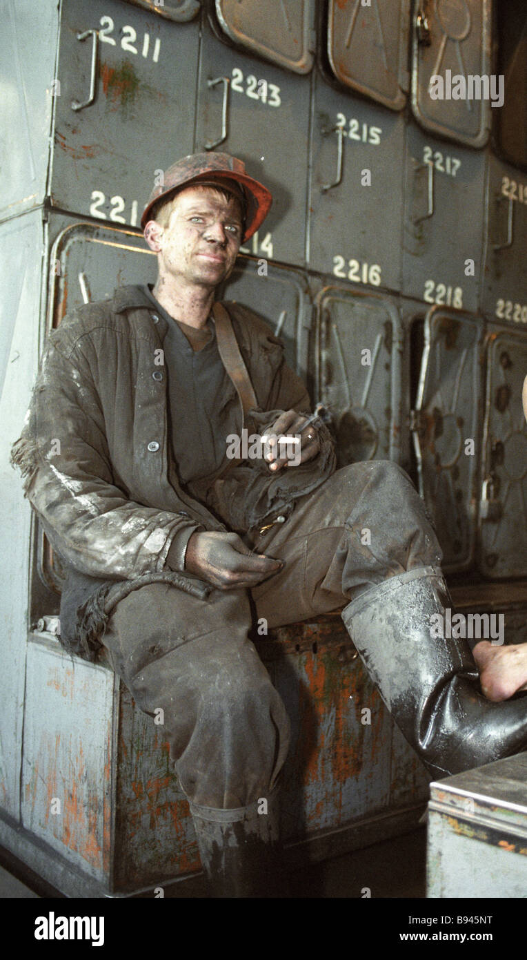 A miner during a smoke break Stock Photo - Alamy