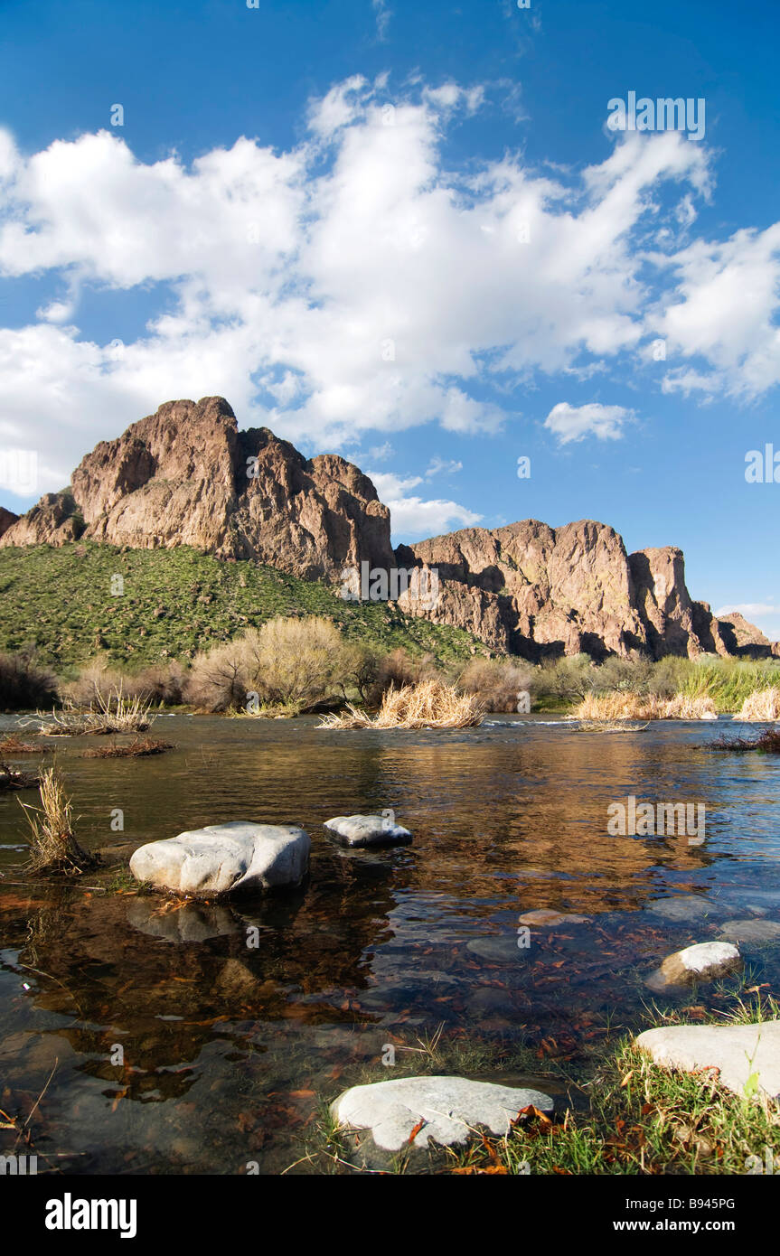 Beautiful Arizona landscape with red rock mountains and stream Stock ...