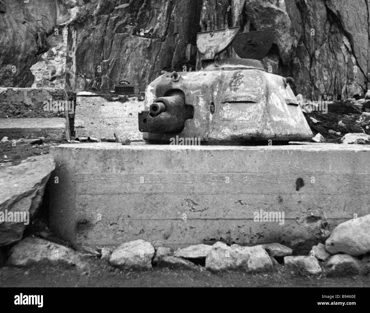 A fortified fire position of the German defense line in the Petsamo ...