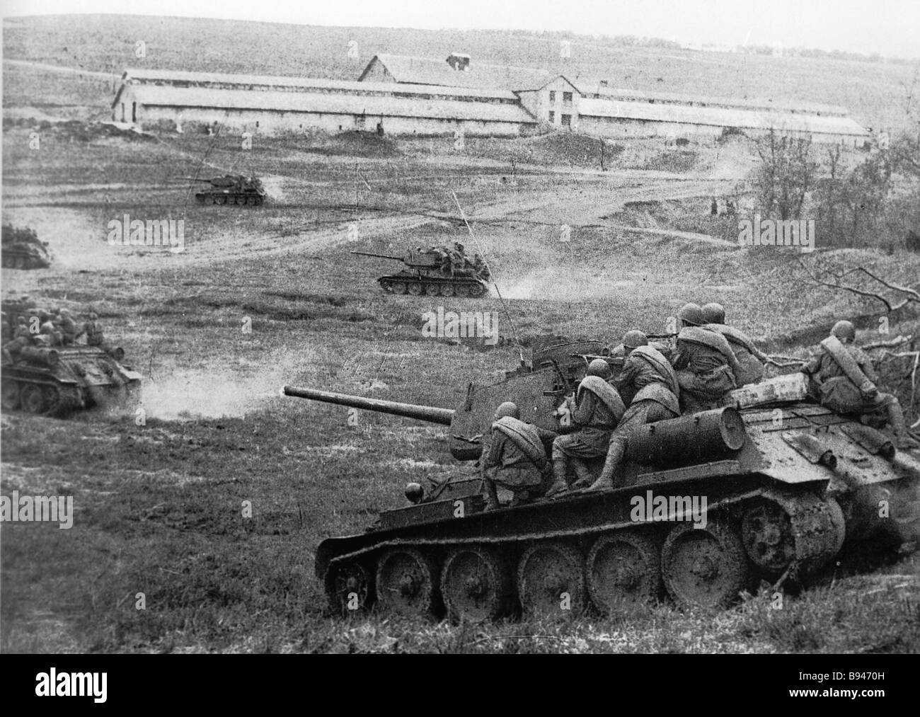Soviet tanks and infantry attack enemy positions near Odessa Stock ...
