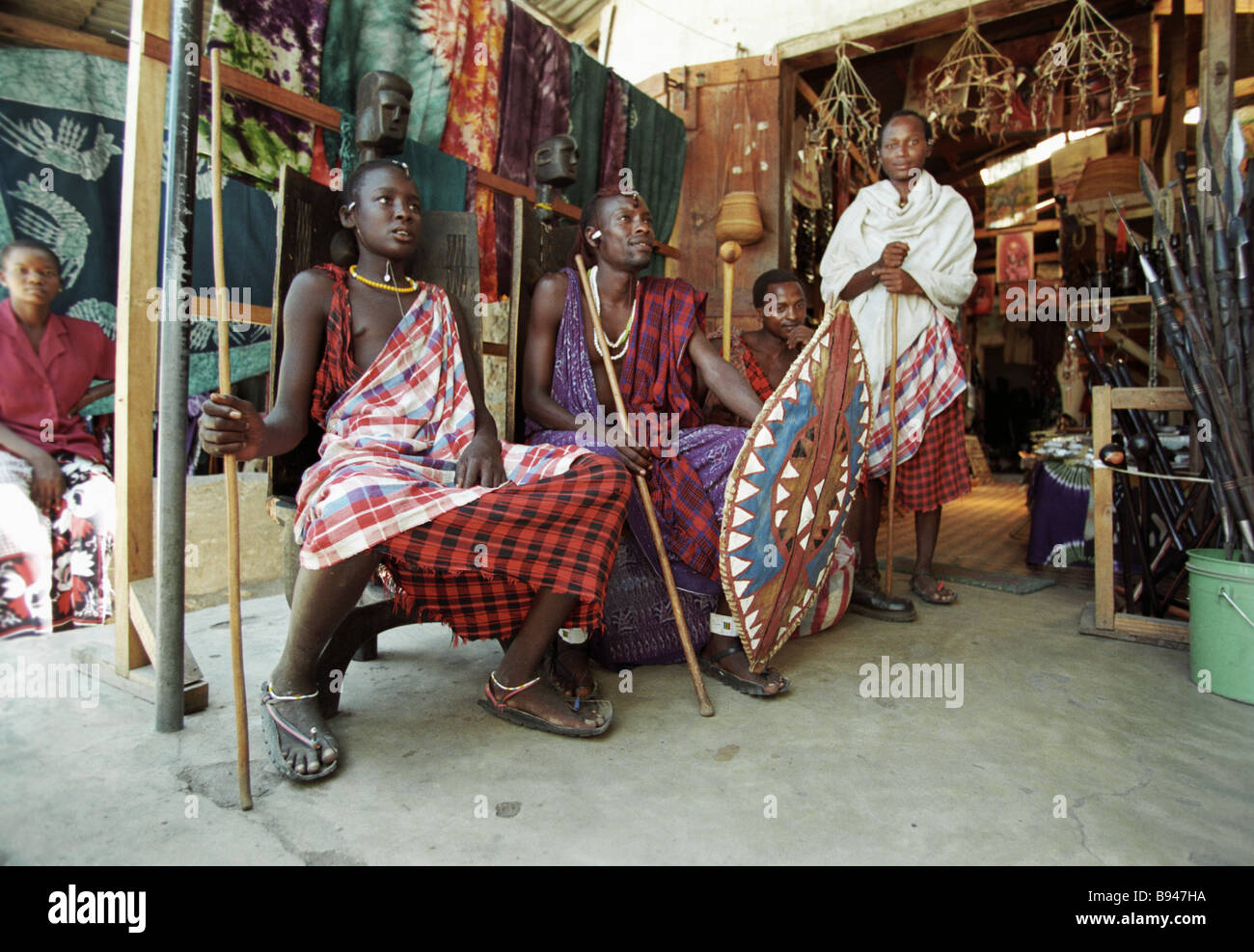 Masai people in traditional folk costumes Stock Photo - Alamy