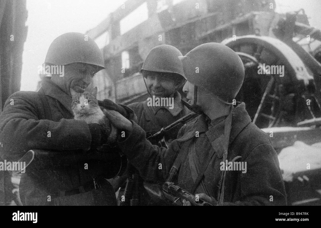 Commander of the 13th Guards division Alexander Rodimtsev centre with ...