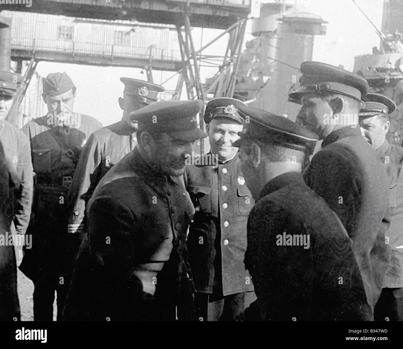Marshal of the Soviet Union Semyon Budenny left foreground greeting The ...