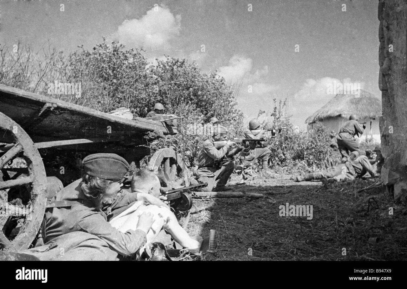Soviet troops fight for a village on the Caucasian front Stock Photo ...