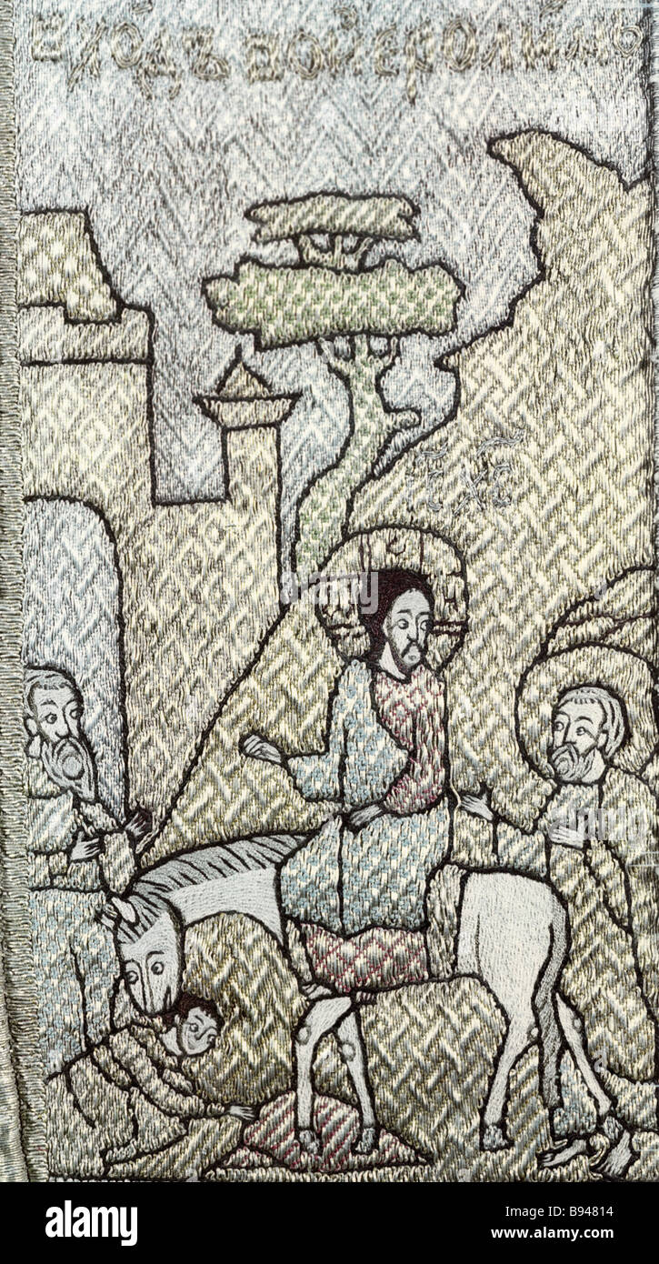 Entry into Jerusalem Figure embroidery By needlewomen of the Stroganov ...