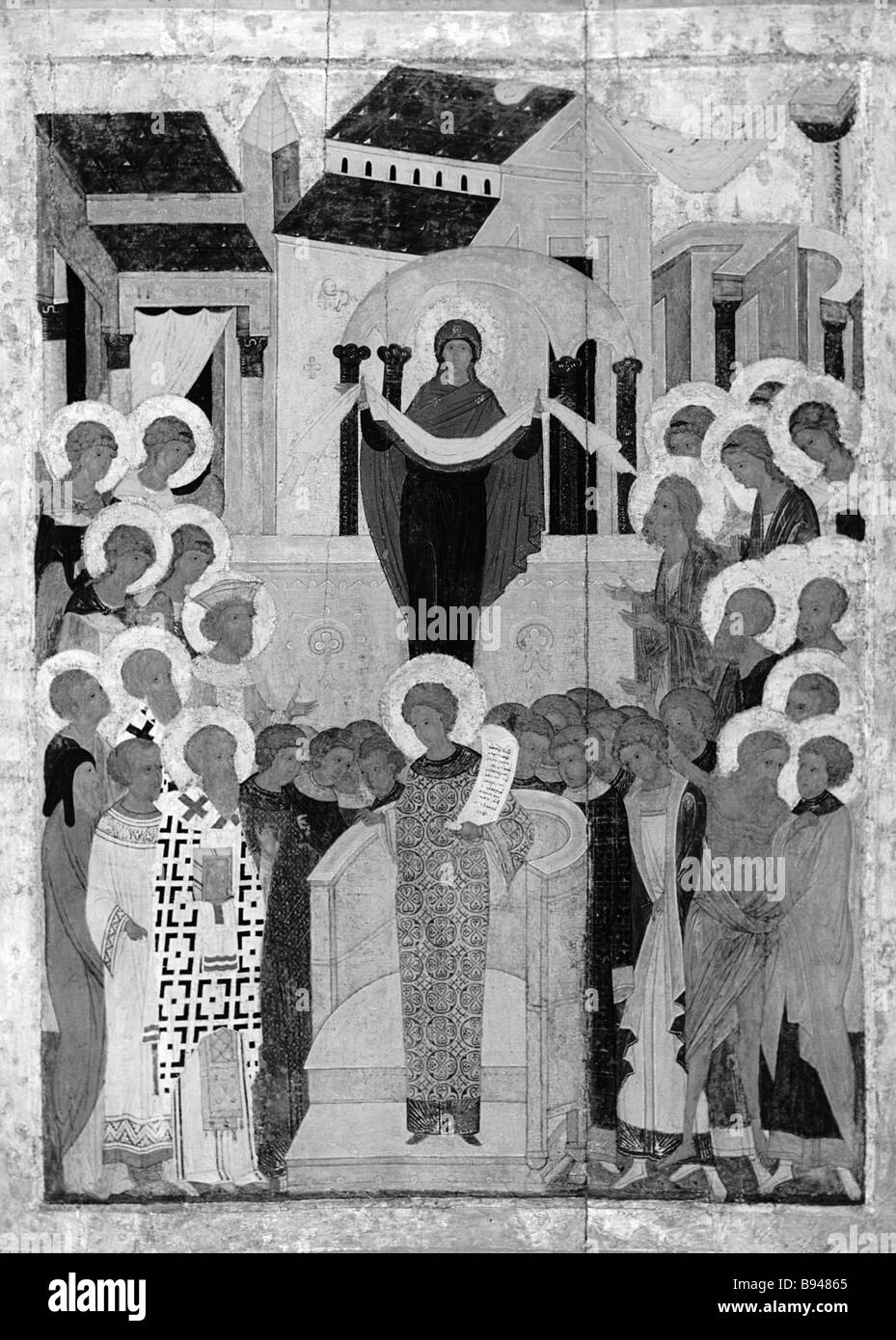 The Intercession of Our Lady Icon 15th century Suzdal Museum Stock ...